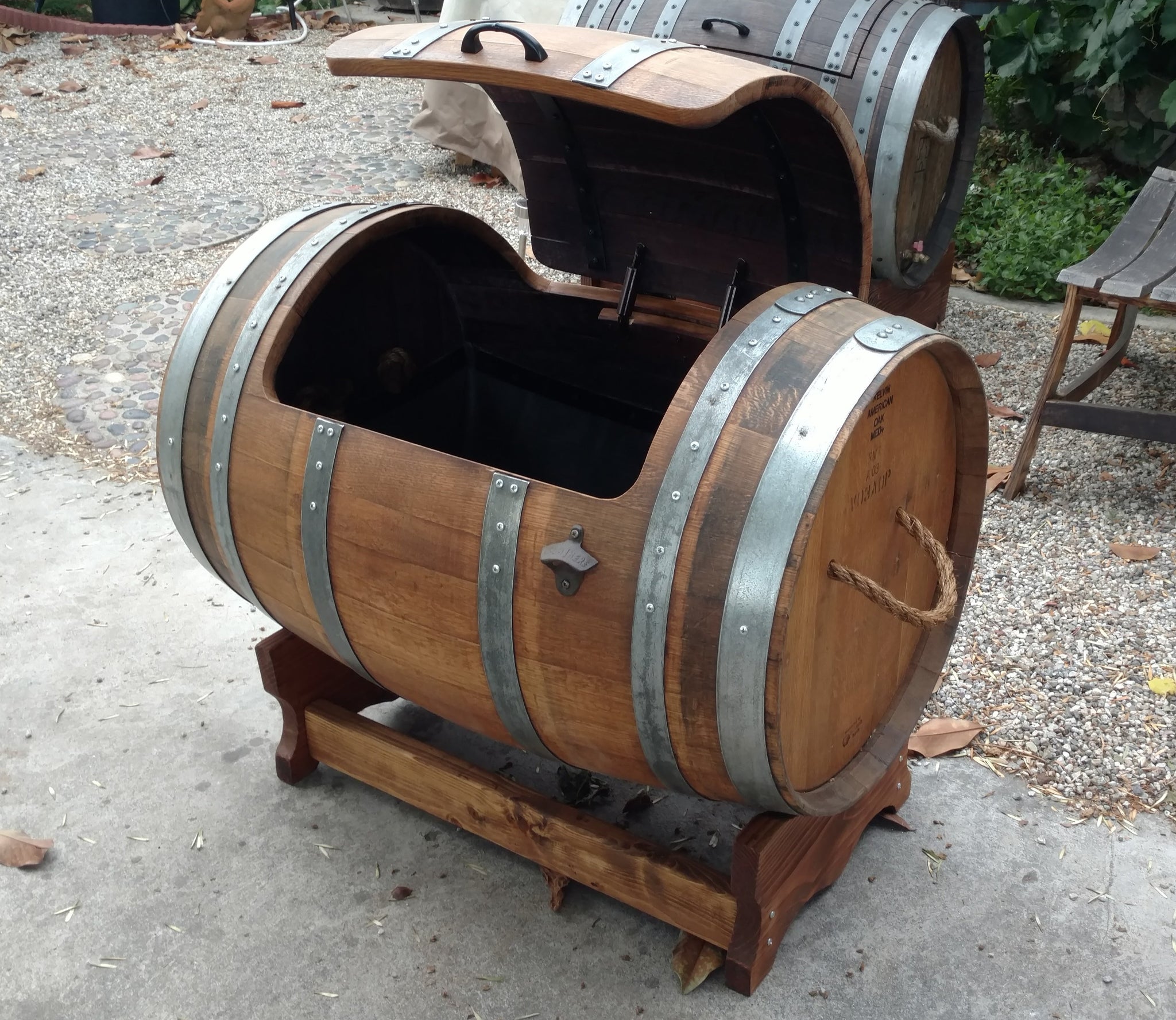 Wine Barrel Ice Chest Open