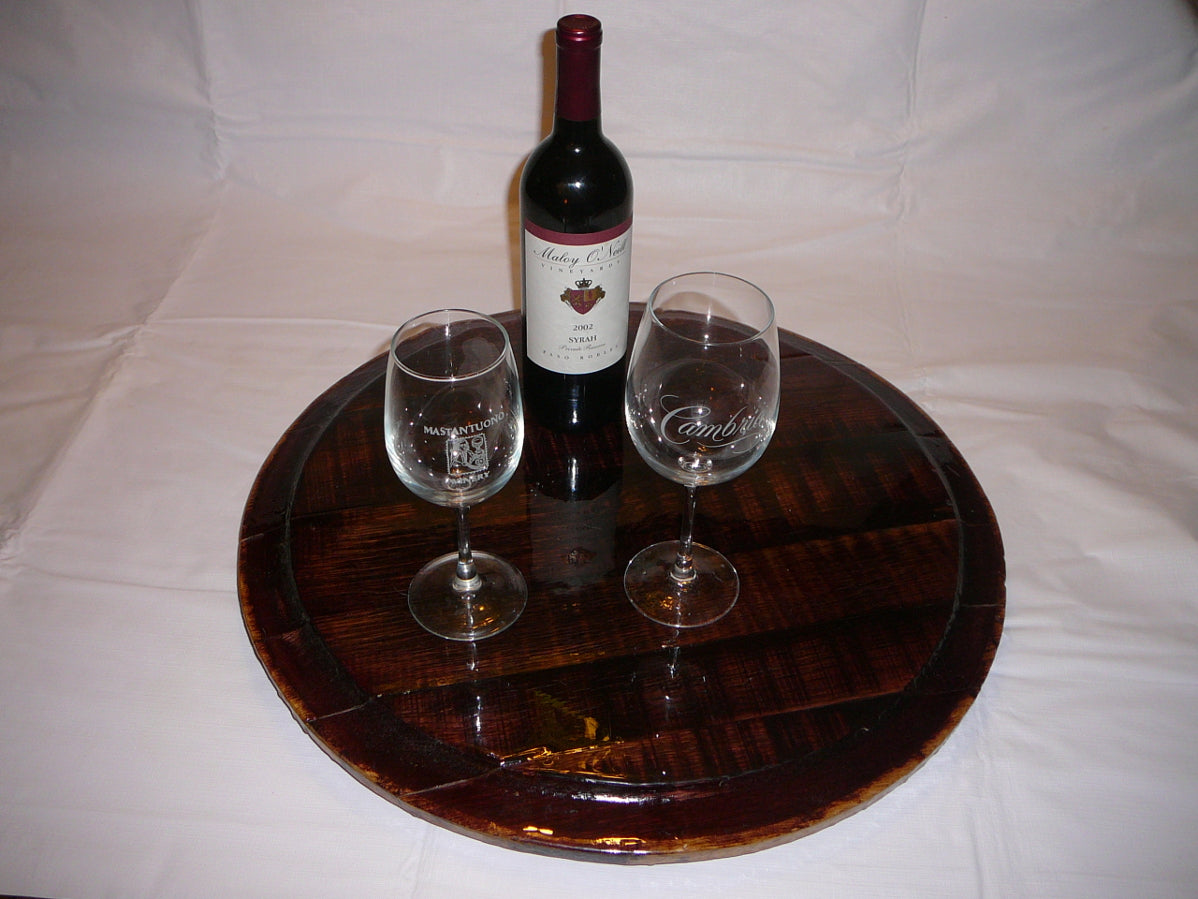 Wine Barrel Head Lazy Susan Red Wine